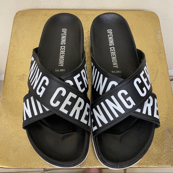 Opening Ceremony | Shoes | Opening Ceremony Cross Leather Slides | Poshmark